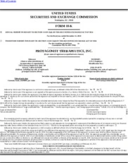Protagonist Therapeutics, Inc. - AnnualReports.co.uk